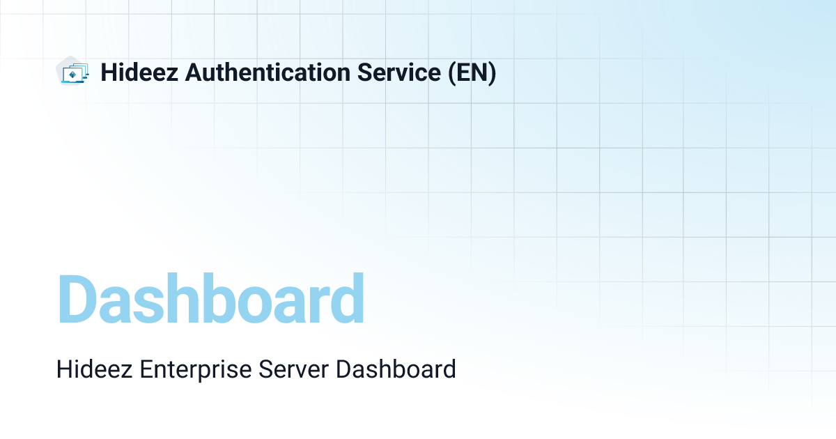 Dashboard | Hideez Authentication Service (EN)
