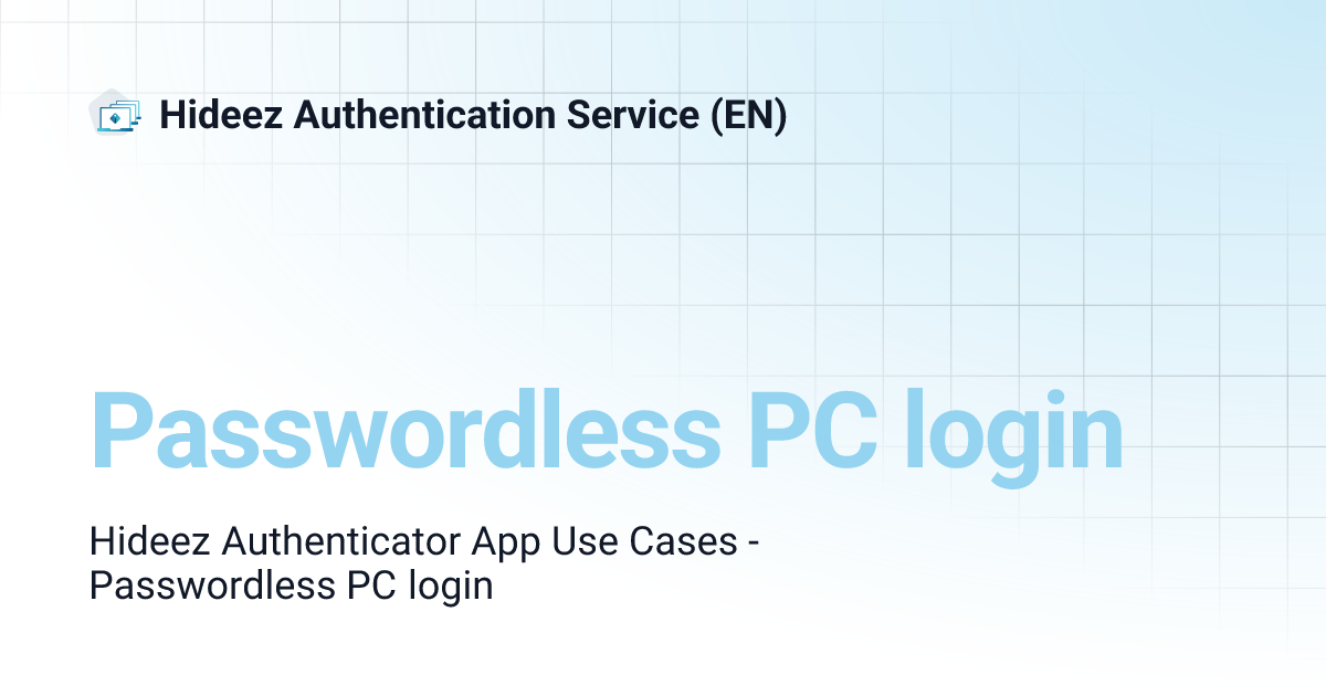Passwordless PC login | Hideez Authentication Service (EN)